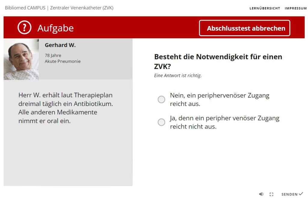 E-Learning | Zentraler Venenkatheter