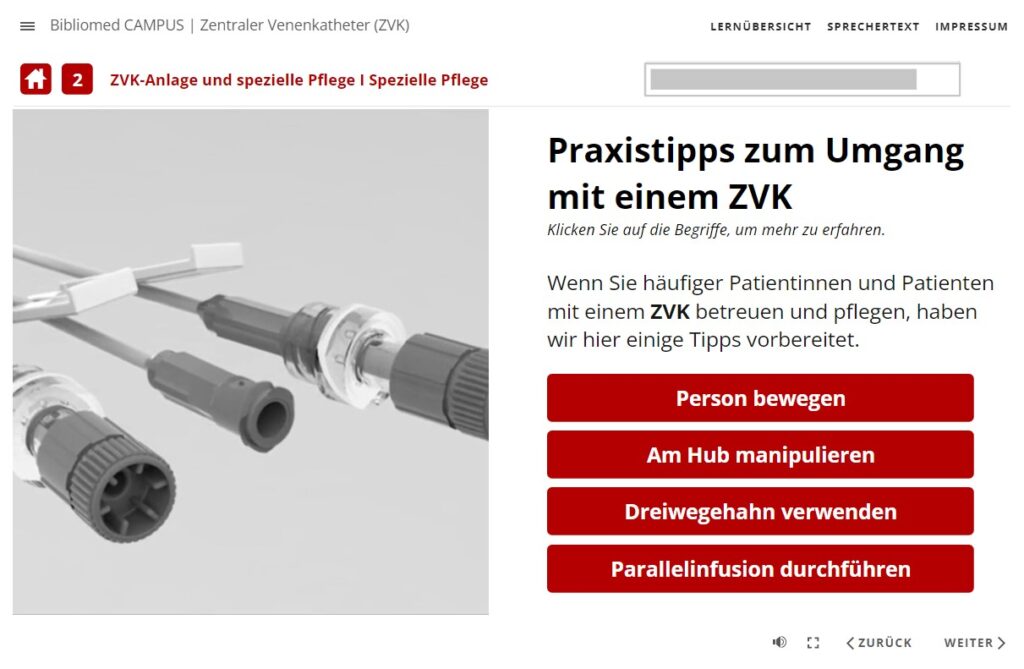 E-Learning | Zentraler Venenkatheter